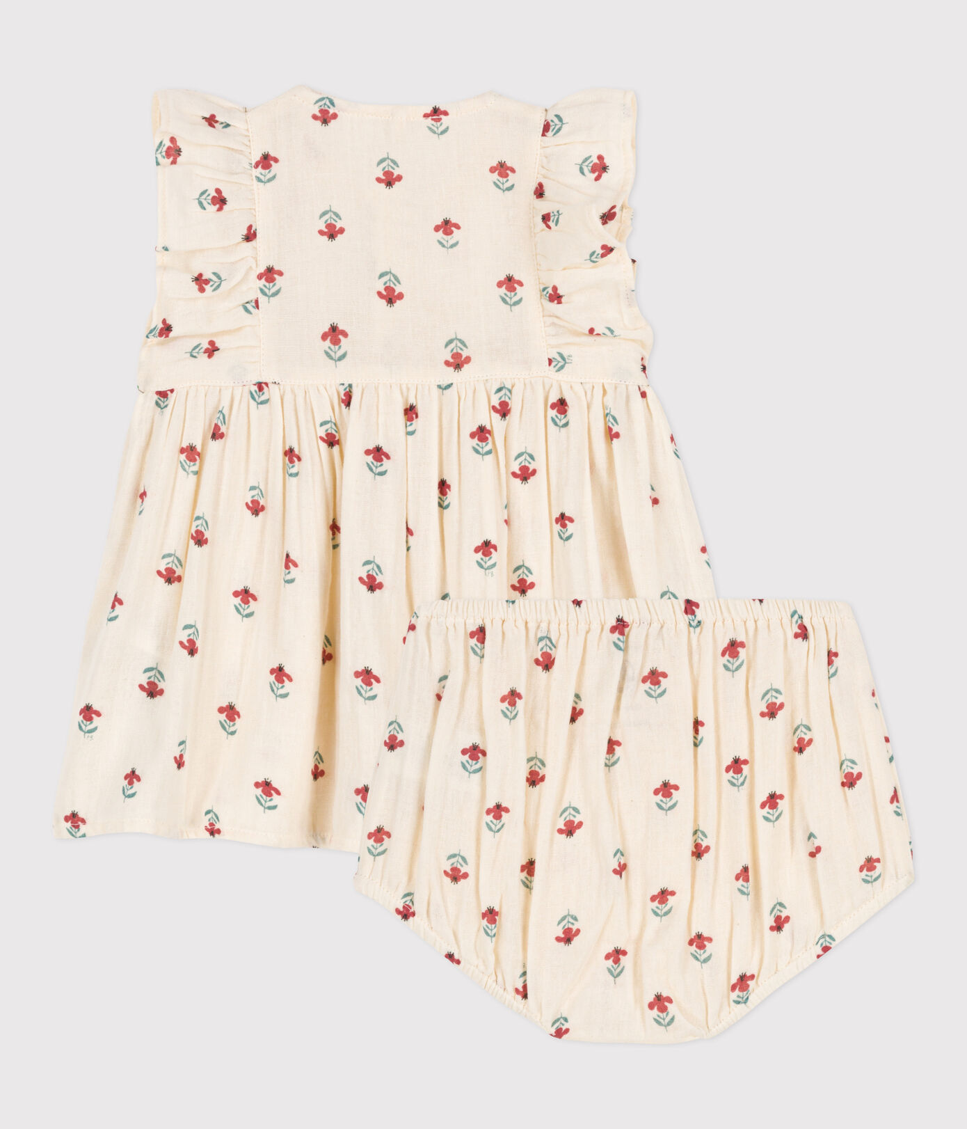 Robe et bloomer imprimés en gaze de coton bébé AVALANCHE/MULTICO | Petit Bateau