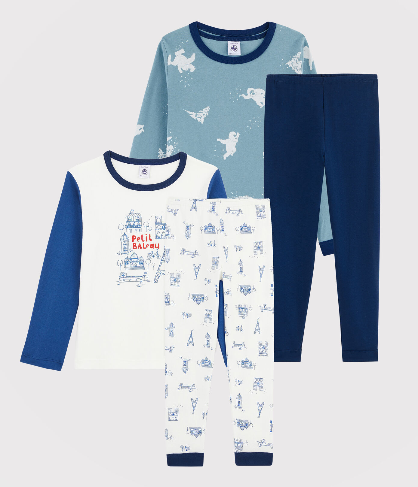 Lots de 2 pyjamas petit garçon en côte variante 1 | Petit Bateau