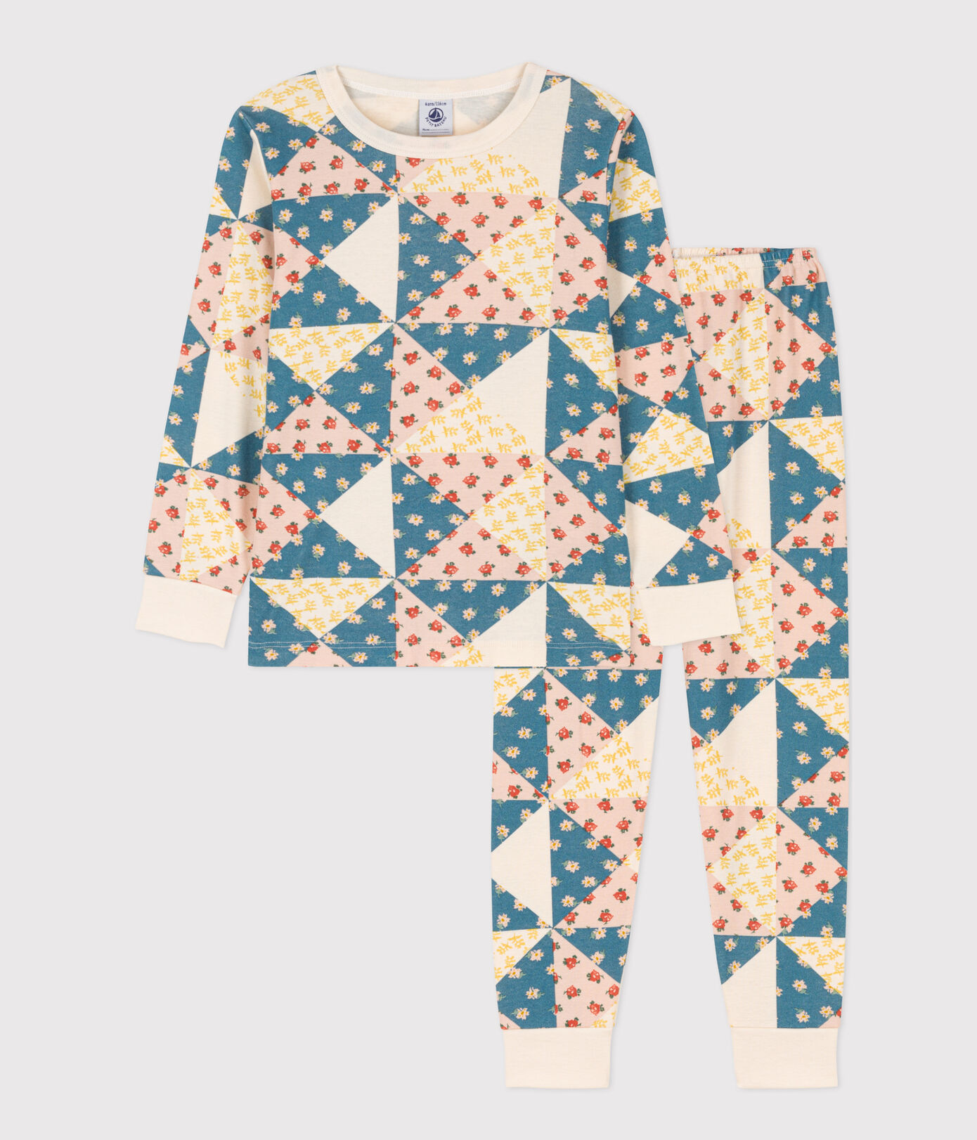 Pyjama patchwork petite fille en coton AVALANCHE/MULTICO | Petit Bateau