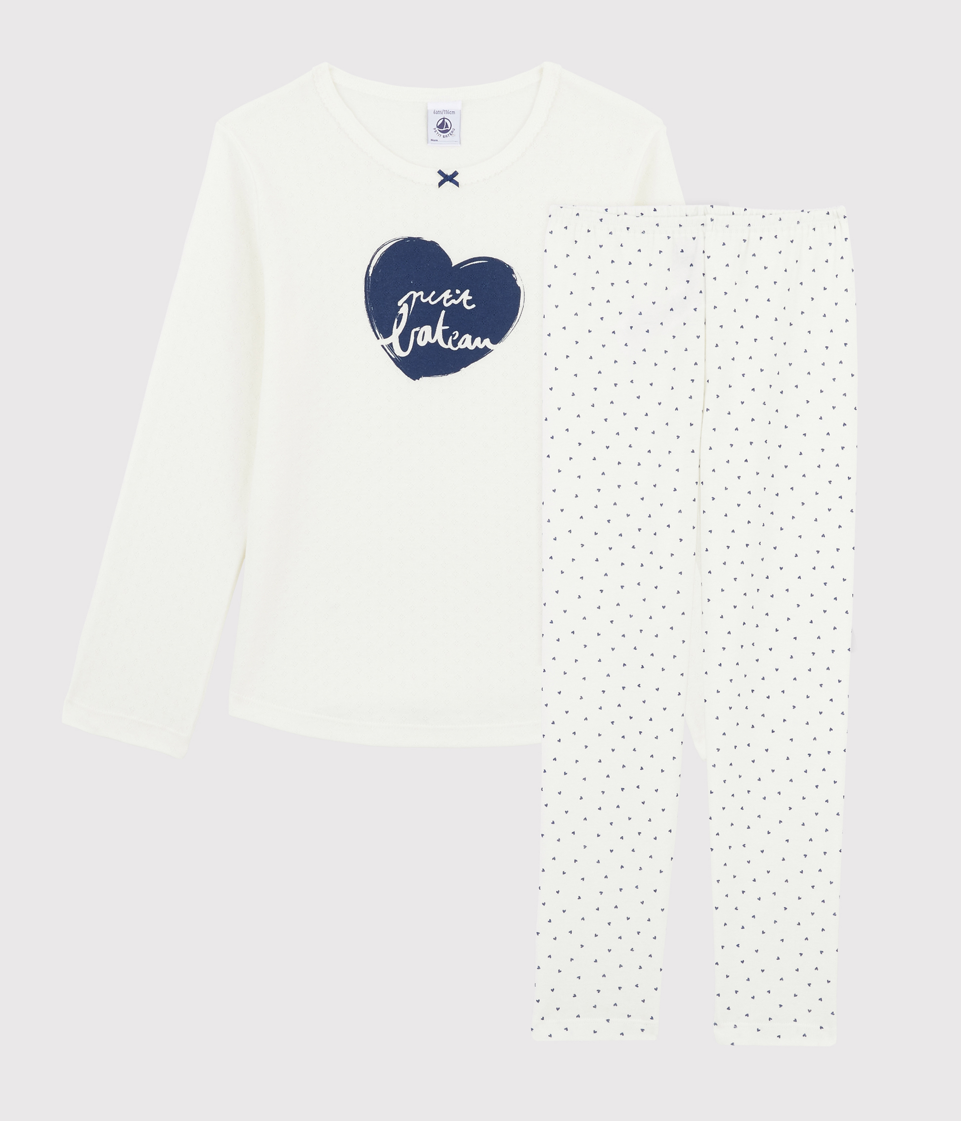 Pyjama mini cœurs petite fille en côte MARSHMALLOW/MEDIEVAL 5606801 ...