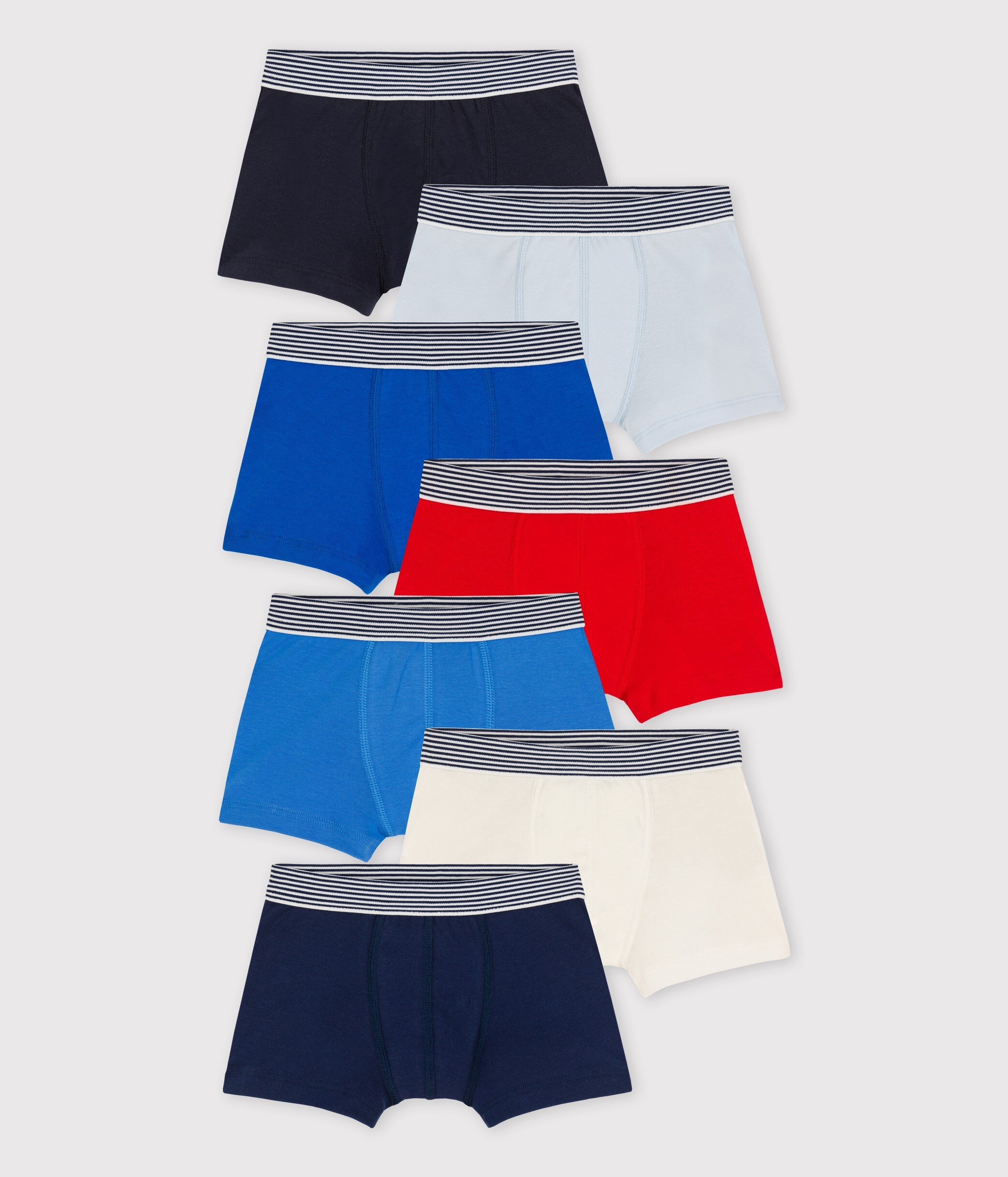 Lot de 7 boxers unis petit garçon en coton biologique variante 1 ...